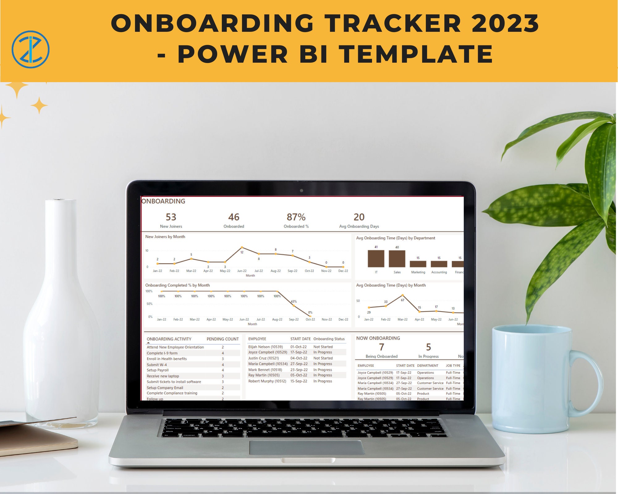 Onboarding Tracker Power BI Template | New Employee Onboarding | HR ...