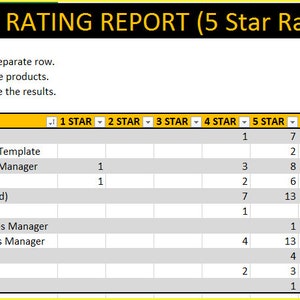Product Rating Report (5 Star Ratings) – Excel Template - Etsy