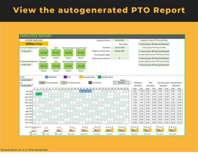 Small Business – Paid Time off Manager (hourly) – Excel Template ...