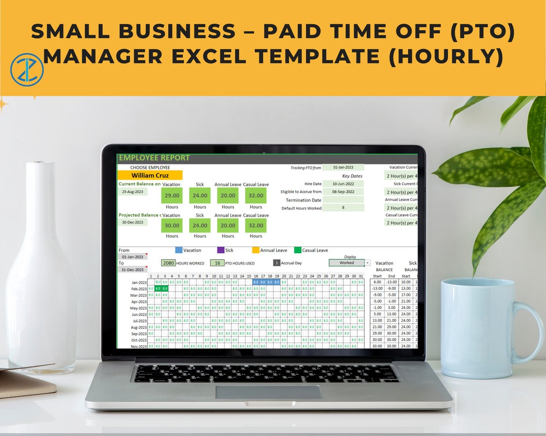Small Business – Paid Time off Manager (hourly) – Excel Template ...
