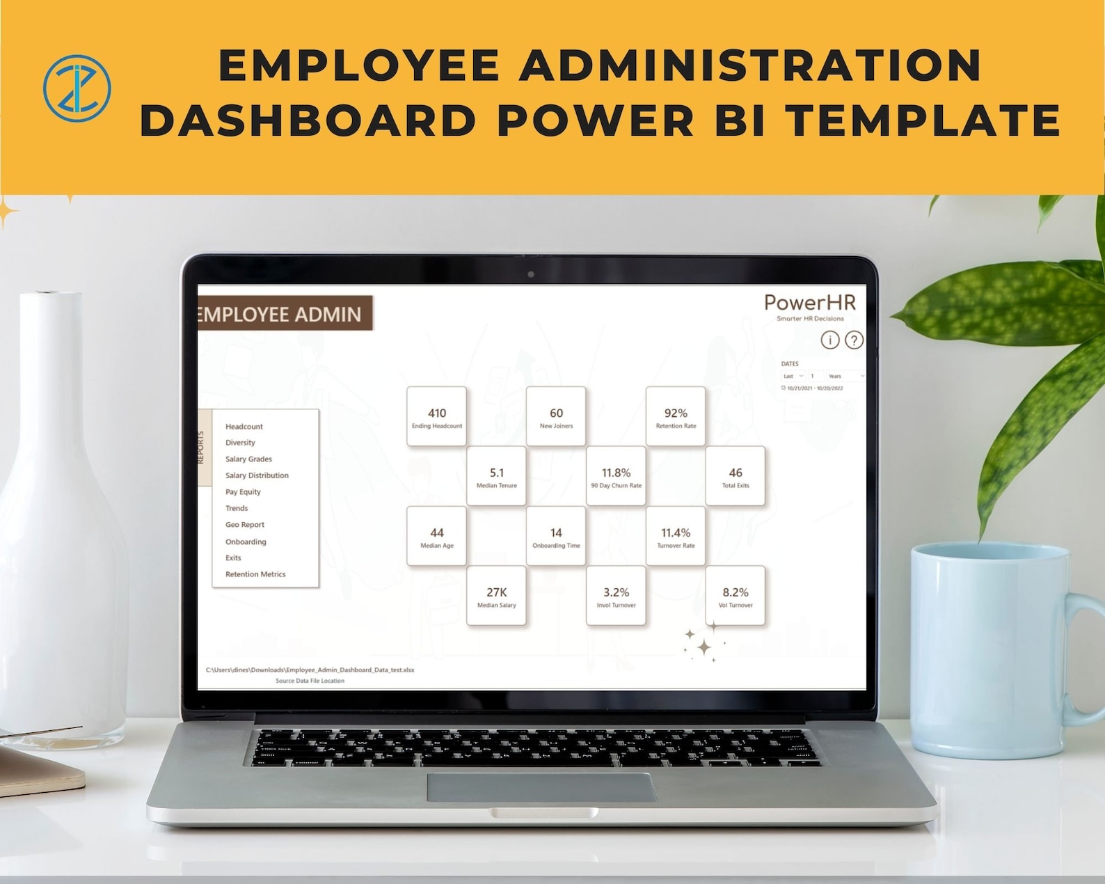 Employee Administration Dashboard Power BI Template Business Dashboard ...