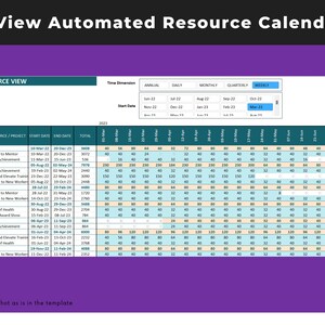 Resource Planning Calendar Excel Template - Etsy