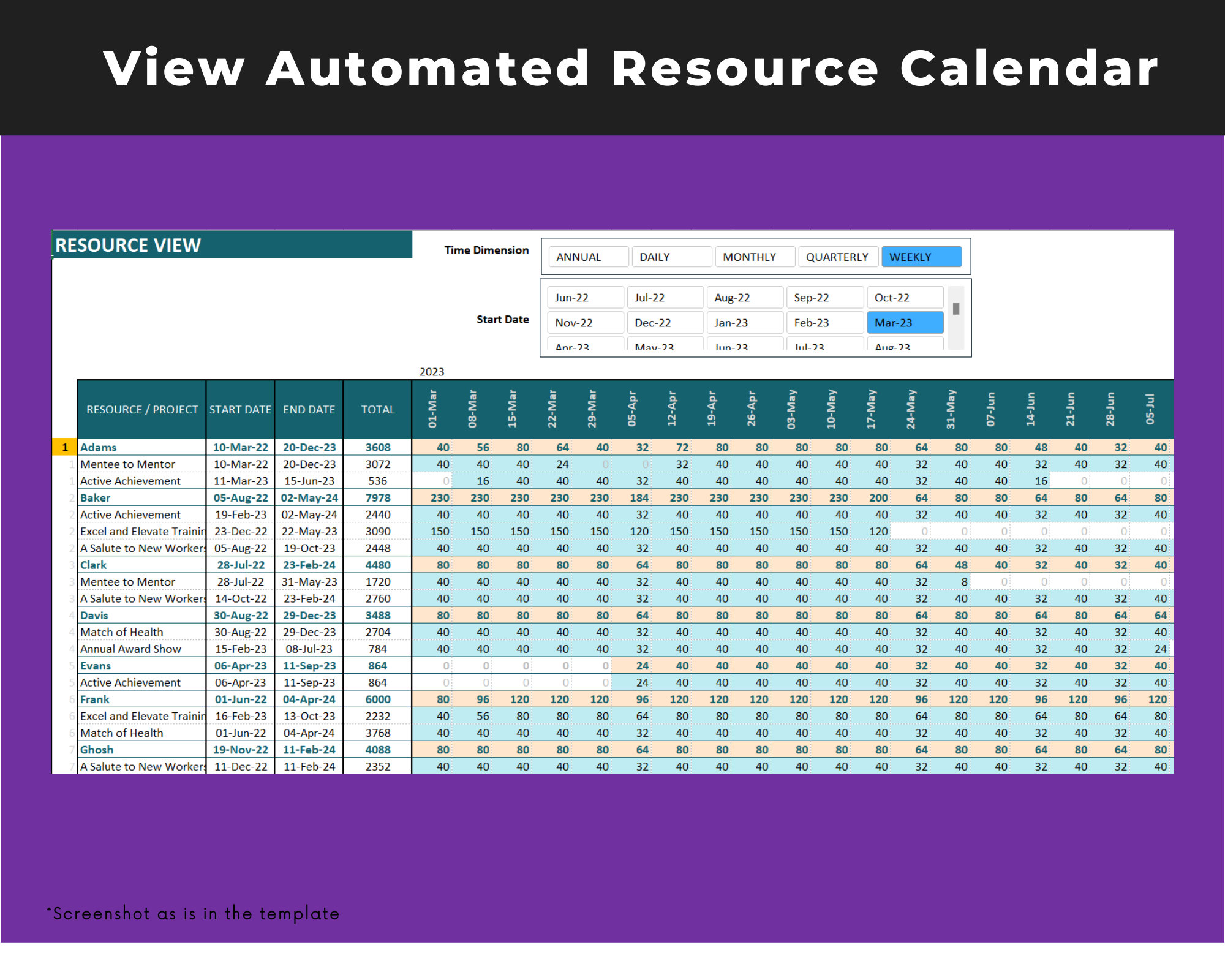 Resource Planning Calendar Excel Template - Etsy Resource Planning Calendar Excel Template - Etsy