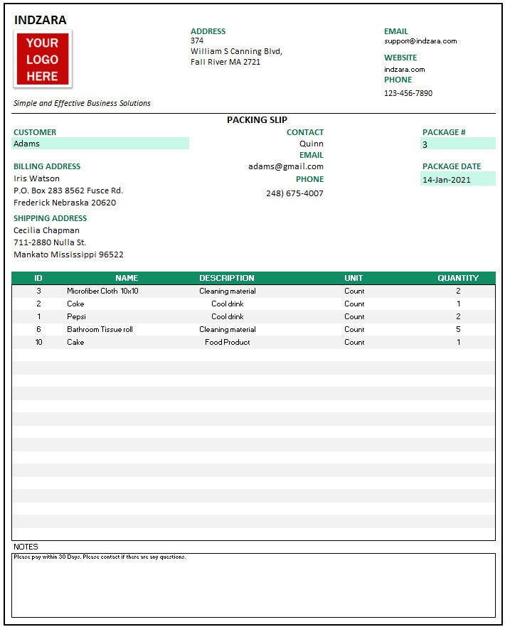 Packing Slip Generator Excel Template - Etsy