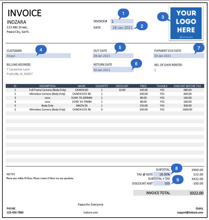 Asset Rental Invoice and Receipt - Etsy