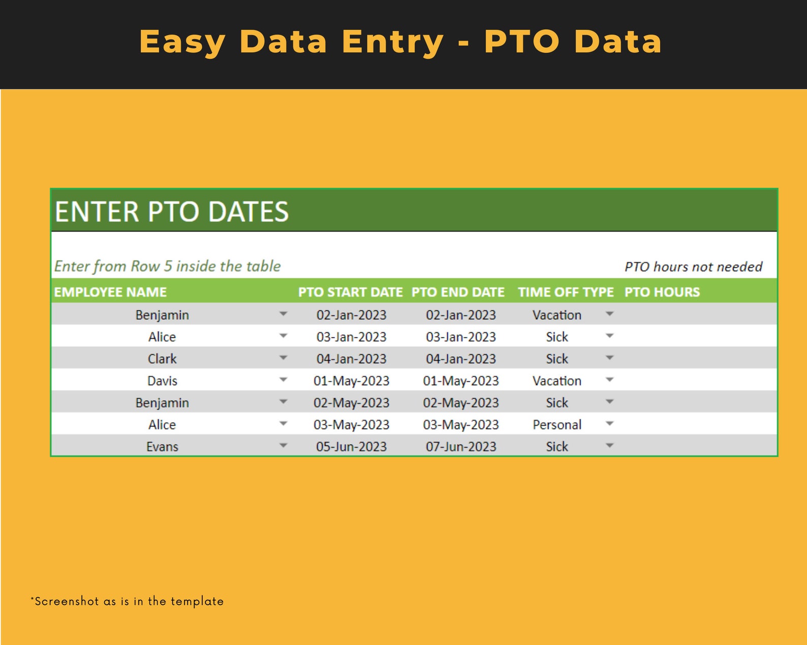 Small Business Paid Time off (PTO) Manager in Google Sheets| Employee ...