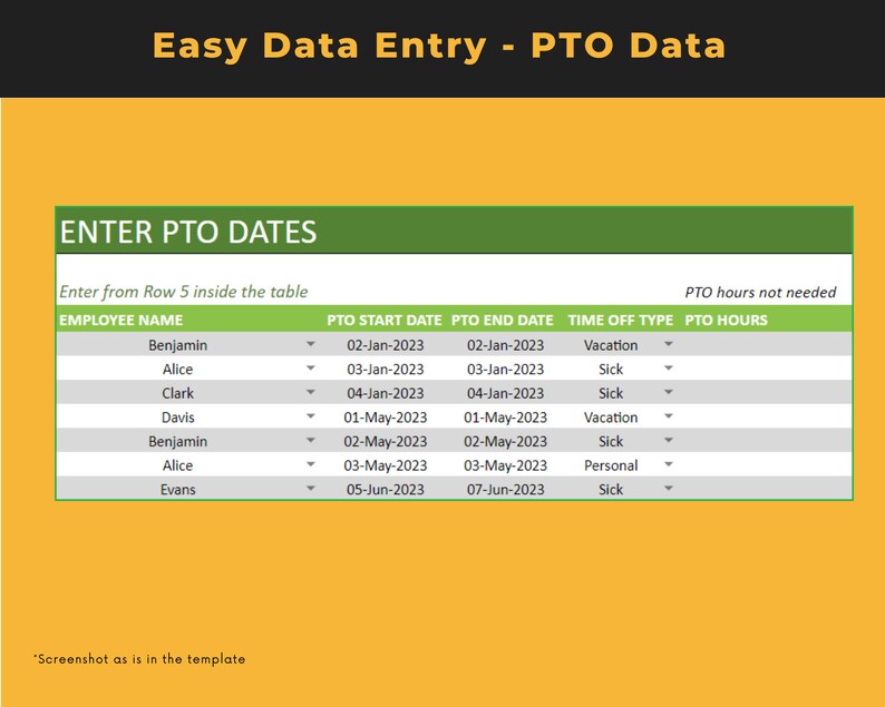 Small Business Paid Time off (PTO) Manager in Google Sheets| Employee ...