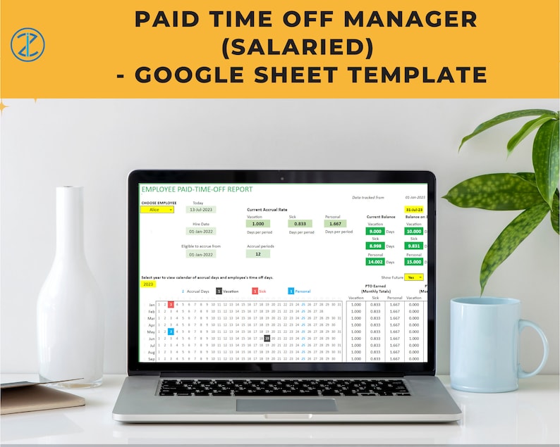 Small Business Paid Time off (PTO) Manager in Google Sheets| Employee ...