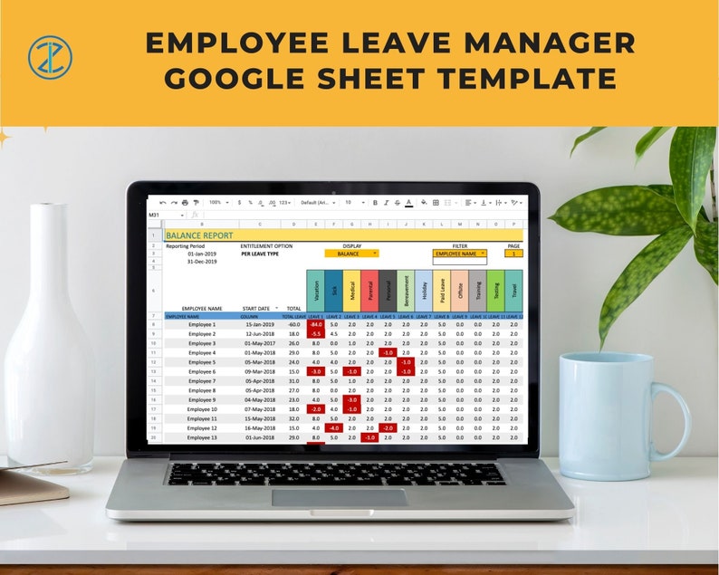 Employee Leave Manager Google Sheet Template - Etsy
