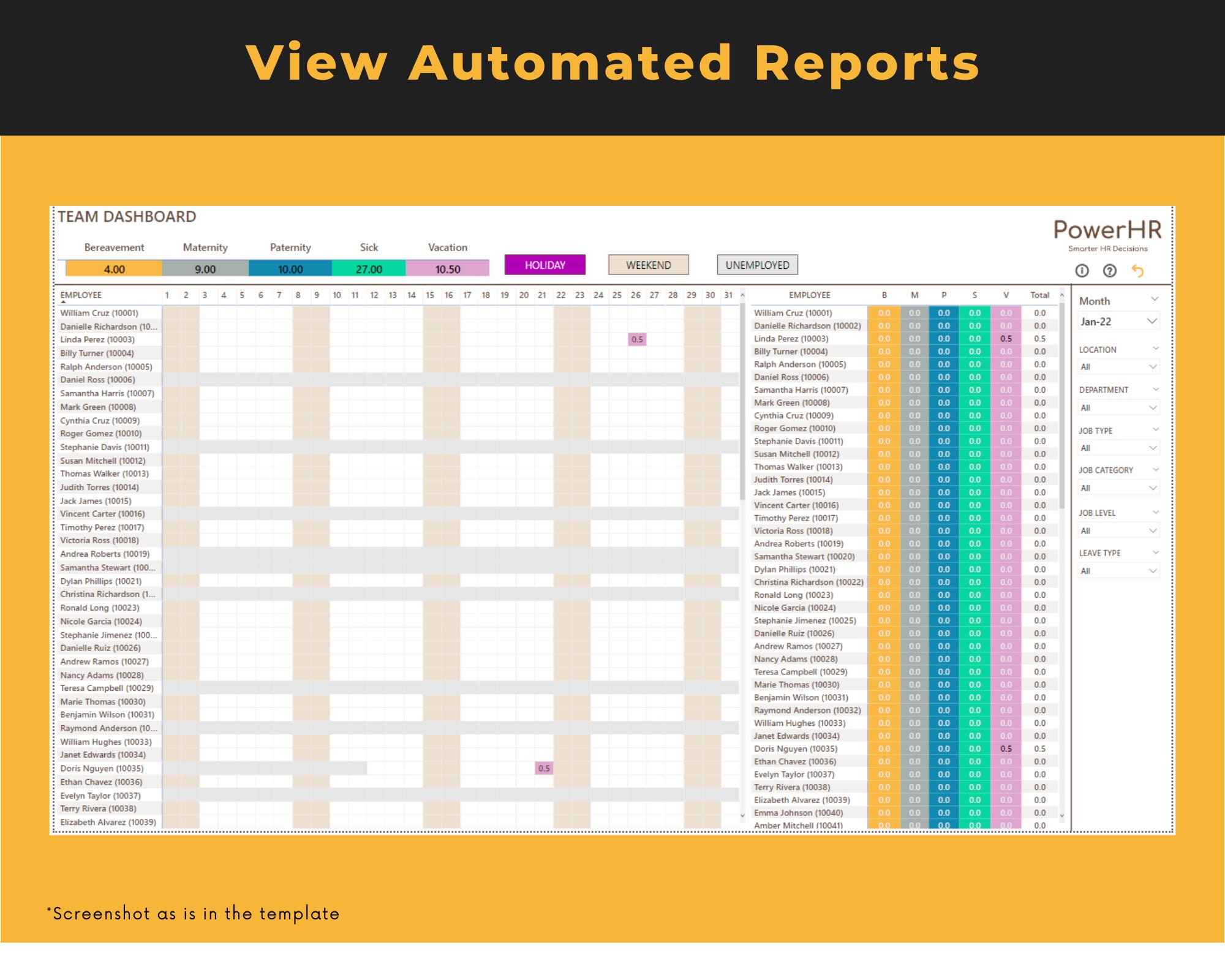 Employee Leave Tracker – Power BI Template - Etsy