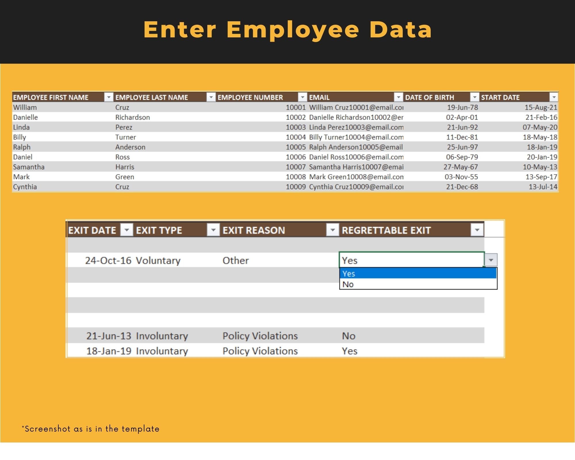 Hr Performance Dashboard Excel Template Etsy