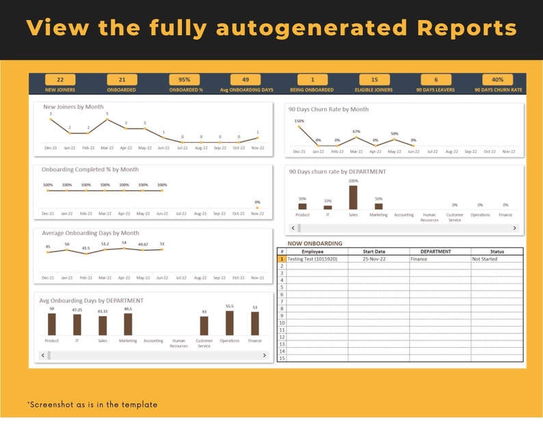 HR Onboarding Dashboard Excel Template - Etsy