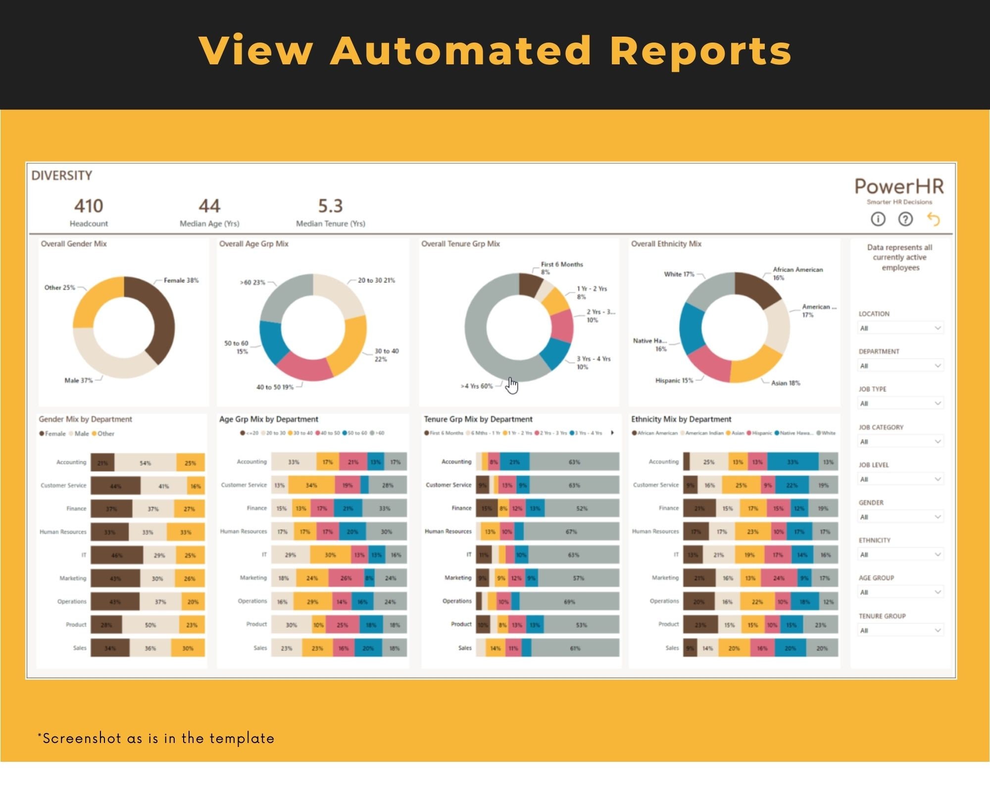 Employee Administration Dashboard Power BI Template Business Dashboard ...