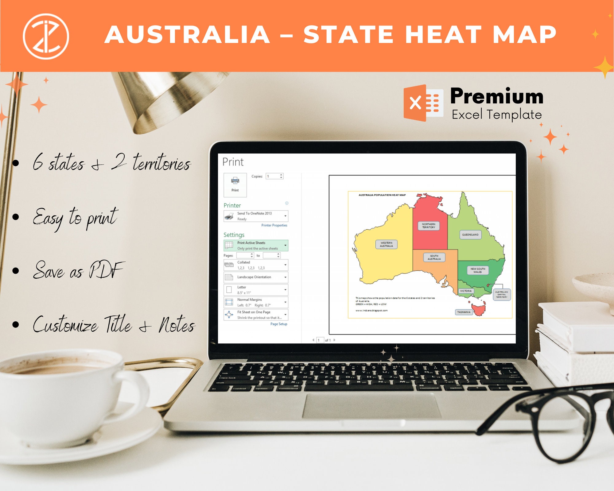 Australia – State Heat Map – Excel Template - Etsy