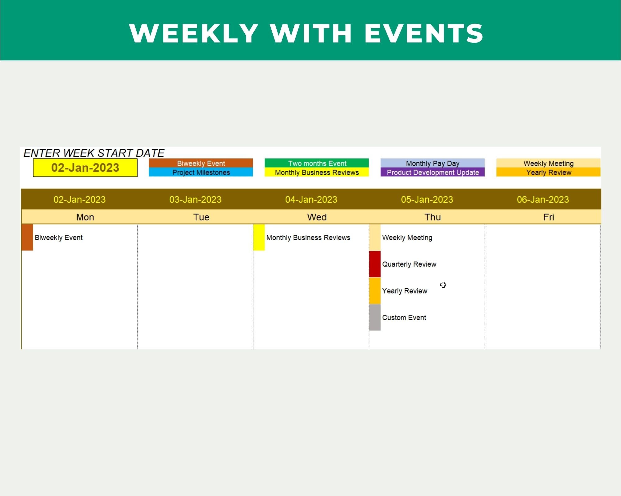 2024 2023 Excel Calendar Personalized Excel Calendar Dynamic Calendar