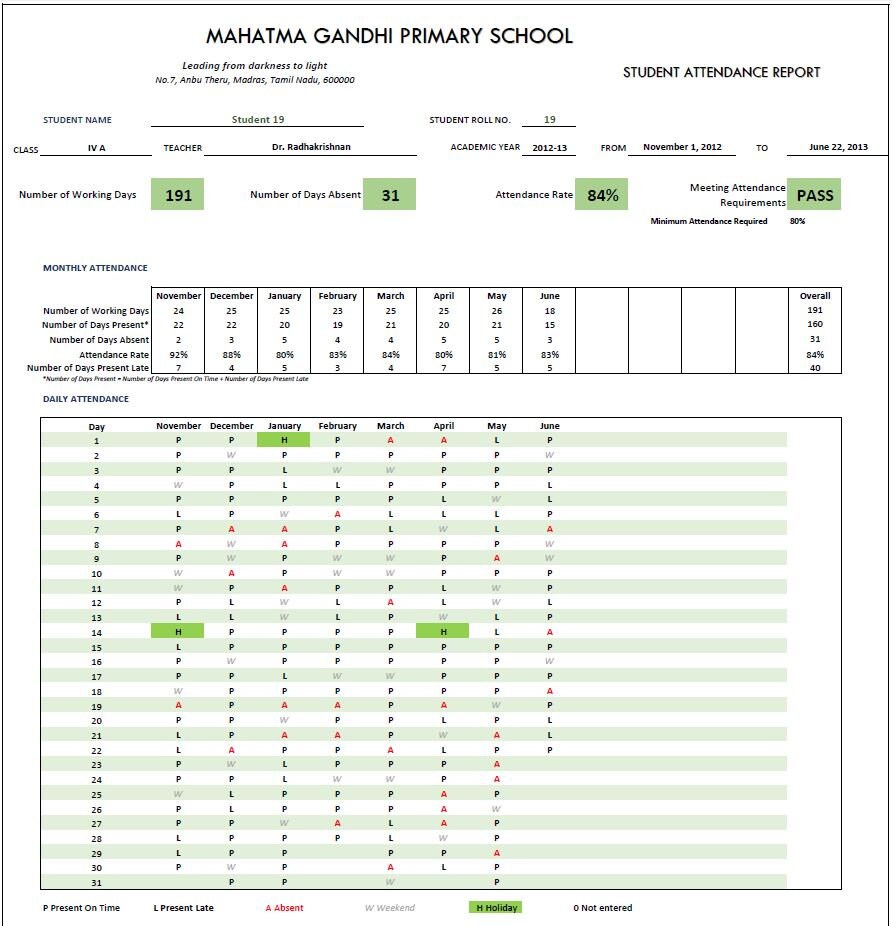 School Attendance Register Excel Template - Etsy