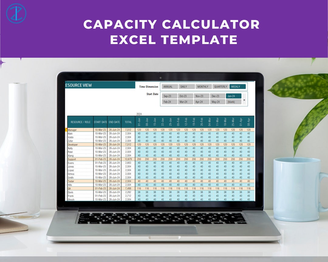 Capacity Calculator Excel Template | Resource Planning Tool in Excel ...