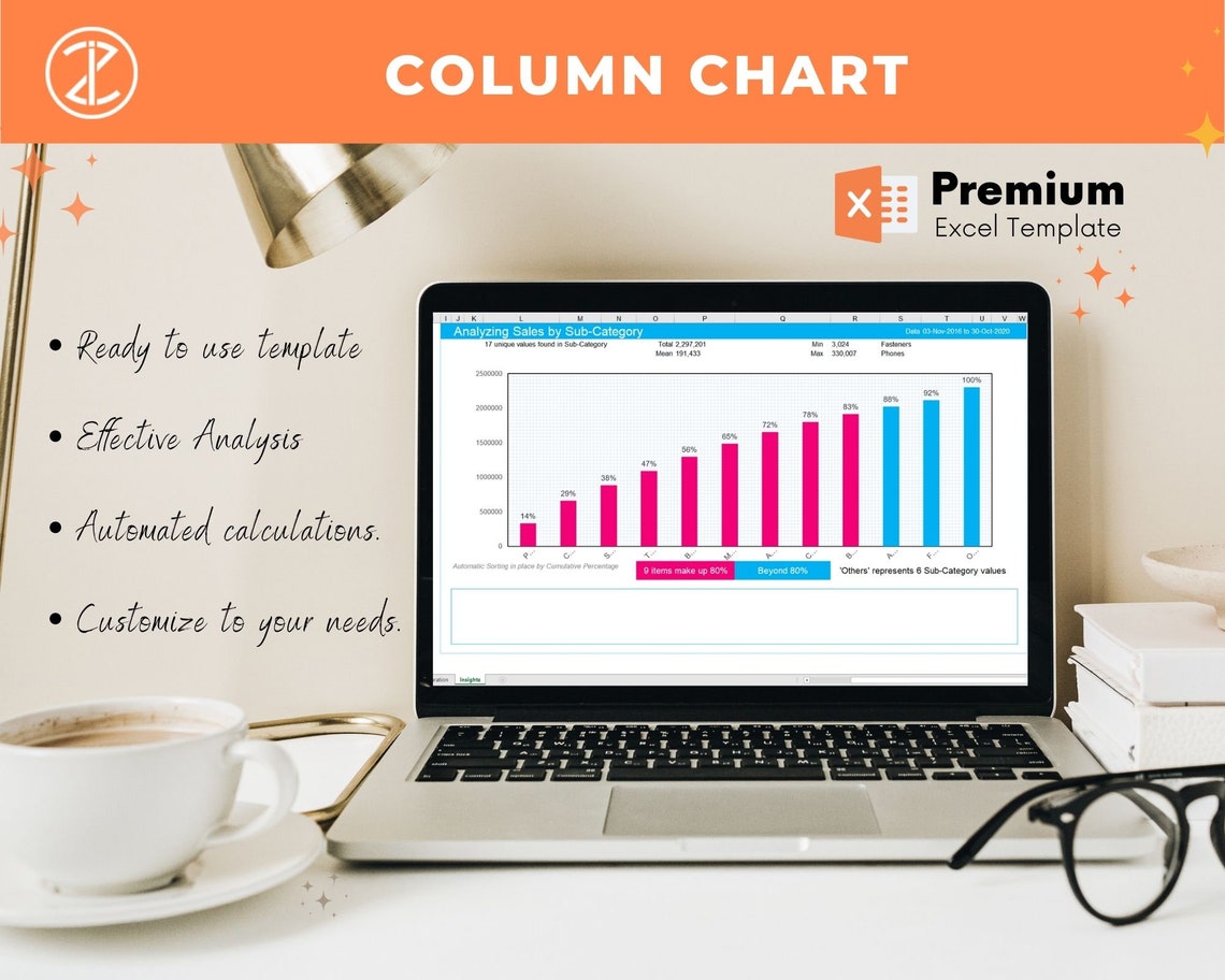 Column Chart Excel Template - Etsy