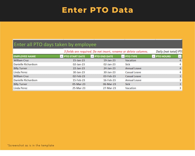 Small Business – Paid Time off Manager (hourly) – Excel Template ...