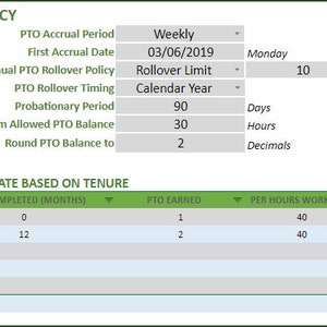 PTO Balance Calculator (hourly) – Google Sheet Template - Etsy