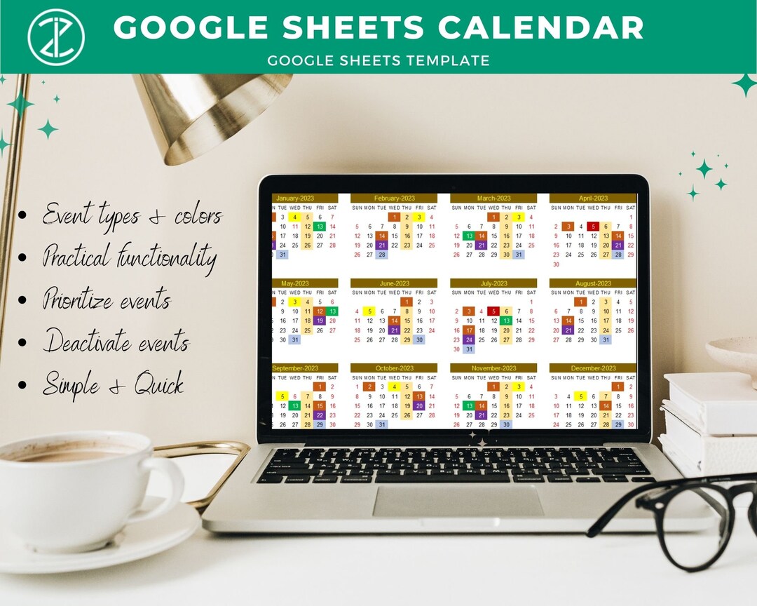 2024/2023 Google Sheets Calendar | Personalized Google Sheets Calendar ...