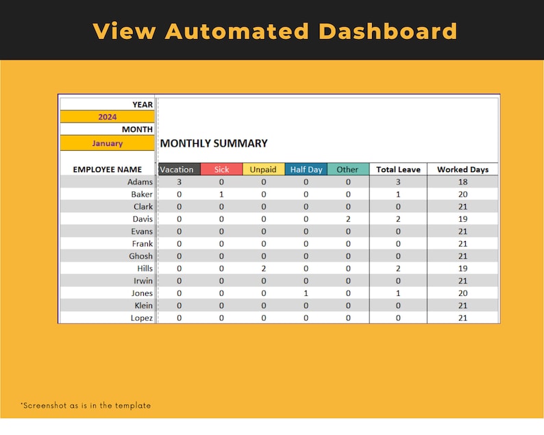Leave & Vacation Tracker 2024 Excel Template - Etsy