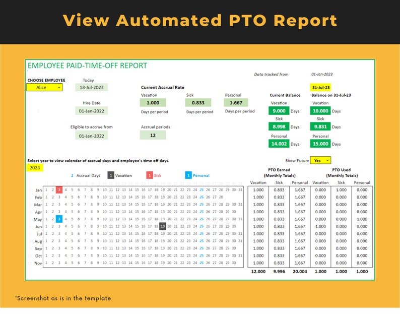 Small Business Paid Time off (PTO) Manager in Google Sheets| Employee ...