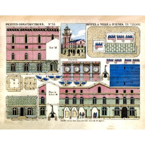 5x Vintage PAPER MODEL BUILDINGS - Printable Kit Sheets Scans - Print ...