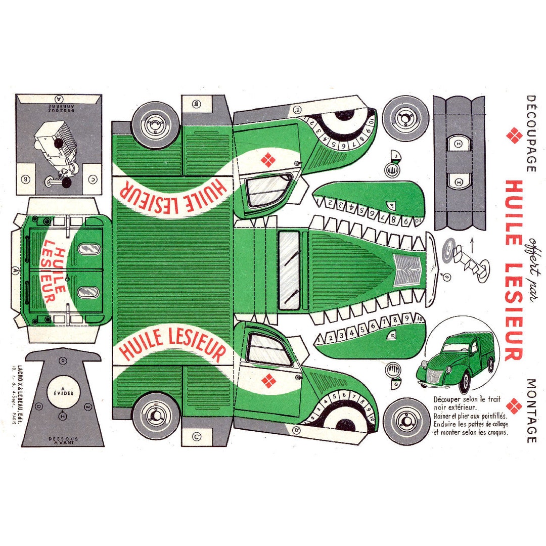 15x Wonderful Vintage Paper Model Commercial VEHICLES - Print, Cut ...