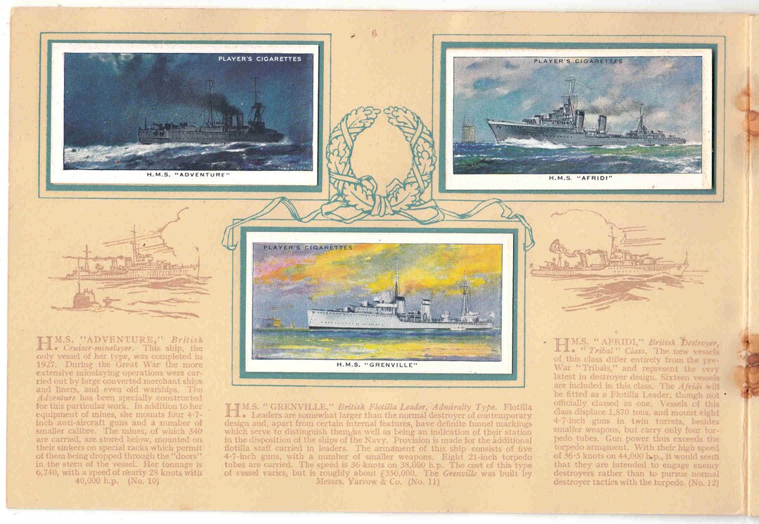 C1939 MODERN NAVAL CRAFT Complete Album of 50x Original Cigarette ...