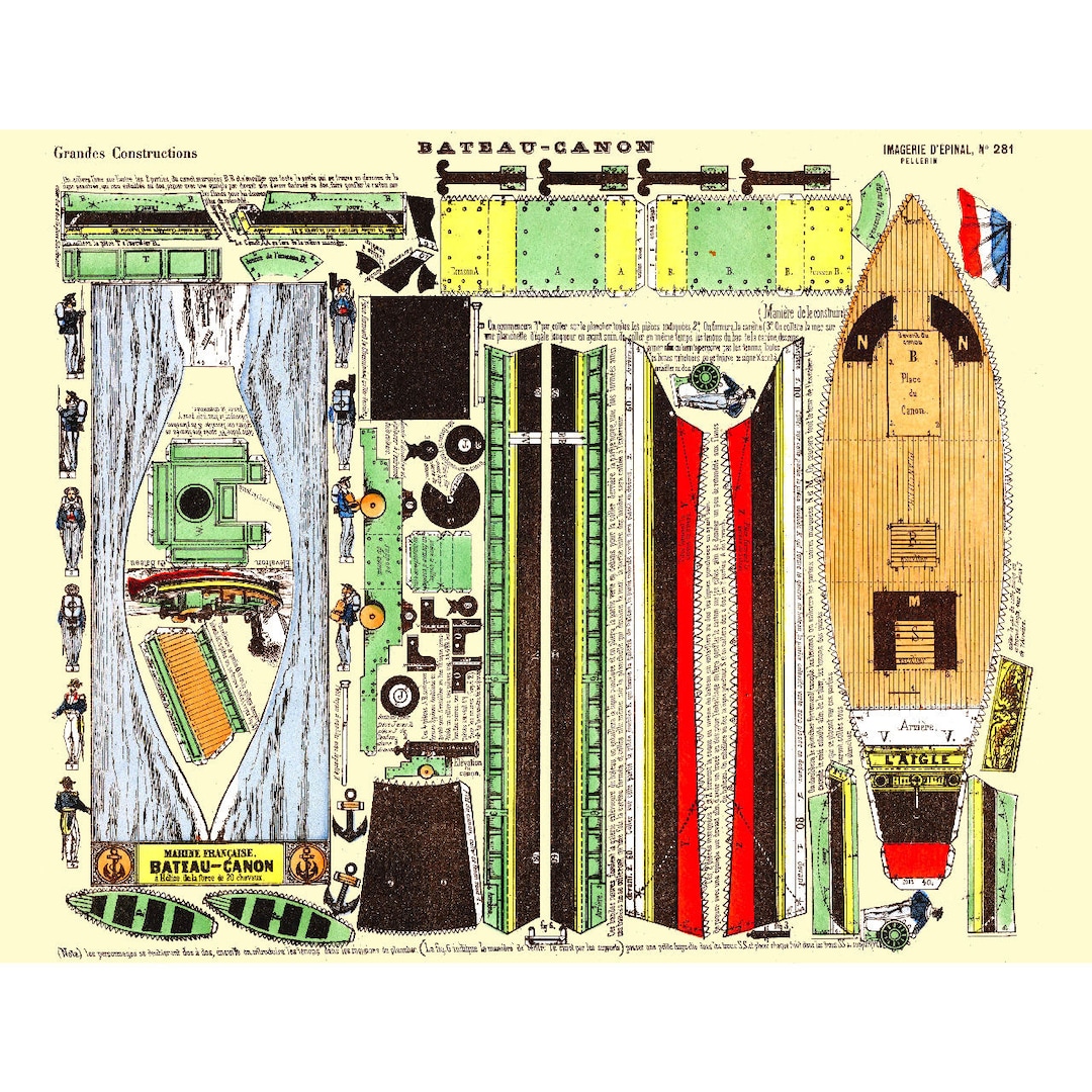 7x Vintage Paper Model BOATS/SHIPS Printable Kit Sheets - Print, Cut ...