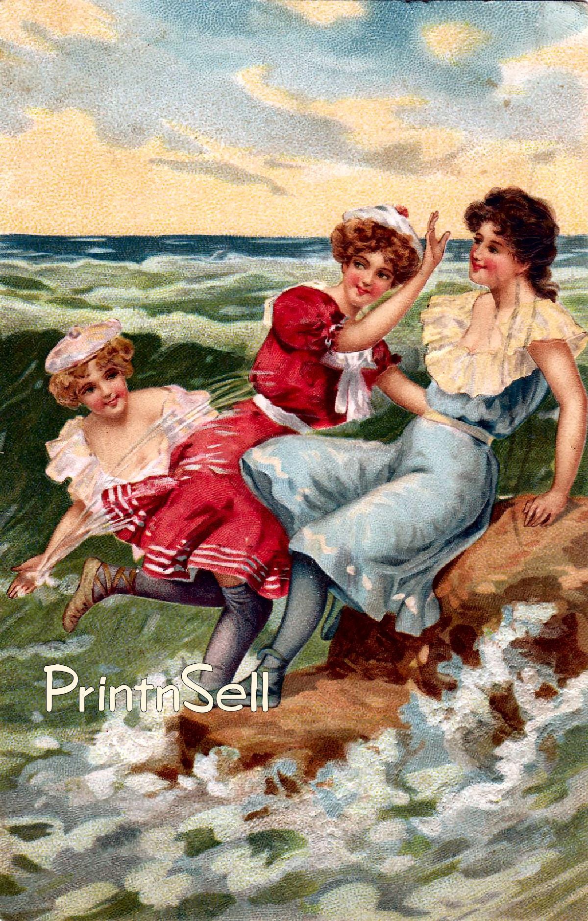 45x Vintage BATHING BEAUTIES Printable Postcard Images DOWNLOAD - Etsy