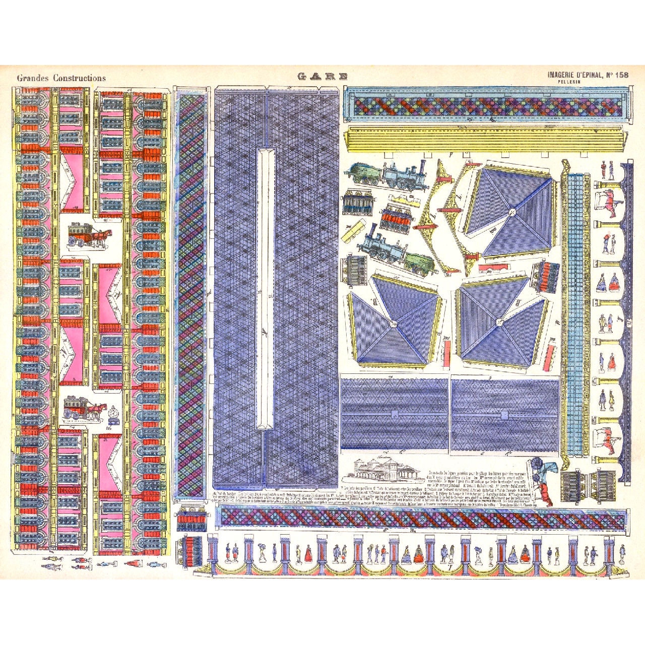 5x Vintage PAPER MODEL BUILDINGS Printable Sheet Scans | Etsy