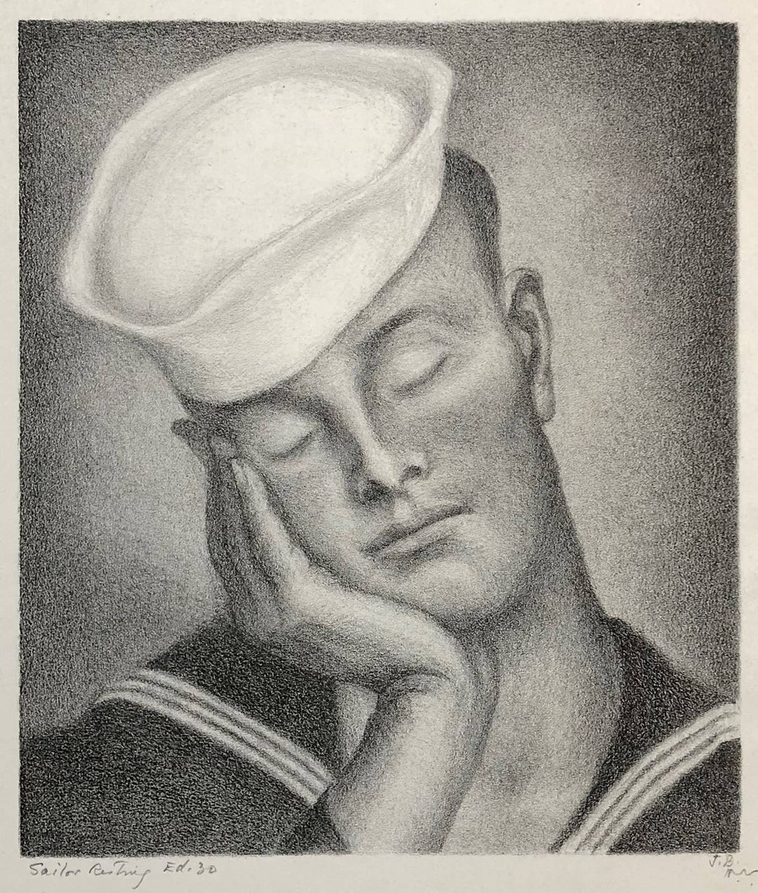 Julius Bloch Original Print Sailor Resting, 1945 Lithograph, Signed ...