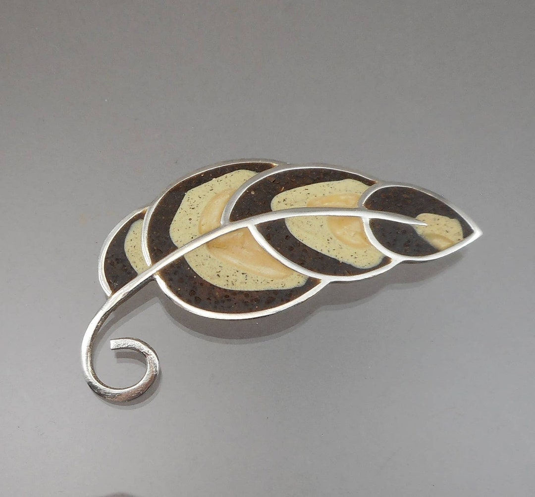 Large Vintage David Urso Artisan Crafted Brooch - Leaf or Feather Pin ...