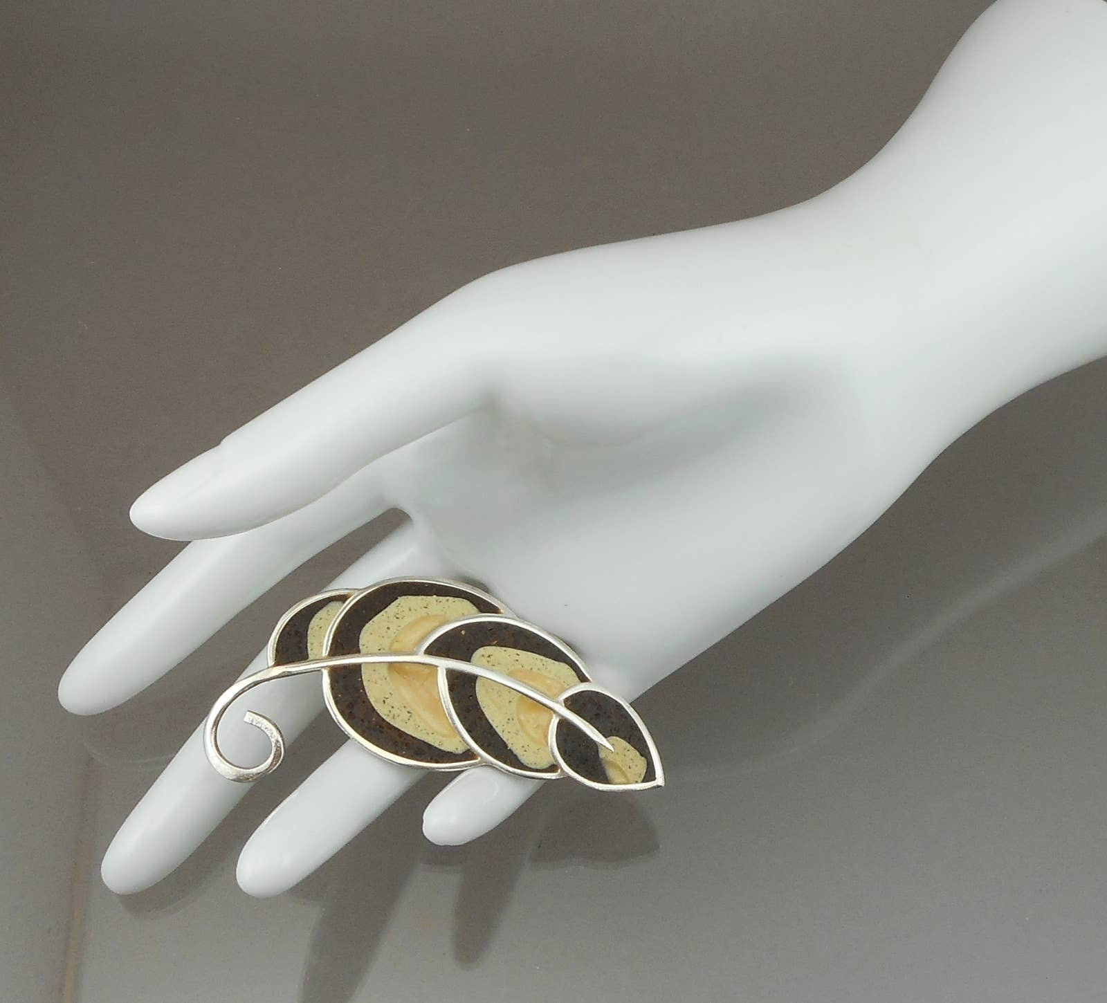 Large Vintage David Urso Artisan Crafted Brooch Leaf or Feather Pin ...