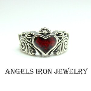 Claddagh Ring Stainless Steel Blood Red Heart Crown Symbolic Love Rings ...