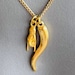 Men’s Stainless Steel Gold Mono Cornuto Pendant Necklace Hand Horn Men ...