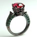 Black Ring Ruby Red Green Unique Rose Inspired Black Rings Gothic Goth ...