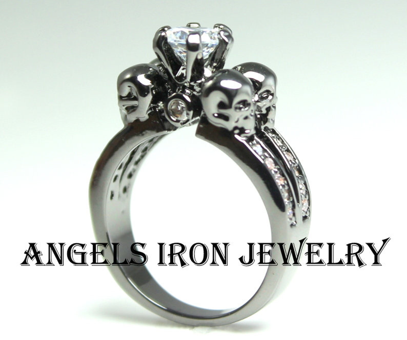 Black Skull Ring Women Wedding Engagement Anniversary Promise - Etsy