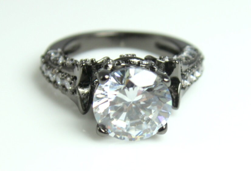 Black Ring for Women Gothic Engagement Riings Wedding Ring - Etsy