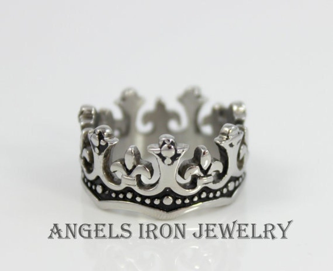 Crown Ring Stainless Steel Band Unique Kings Silver Rings Jewelry ...