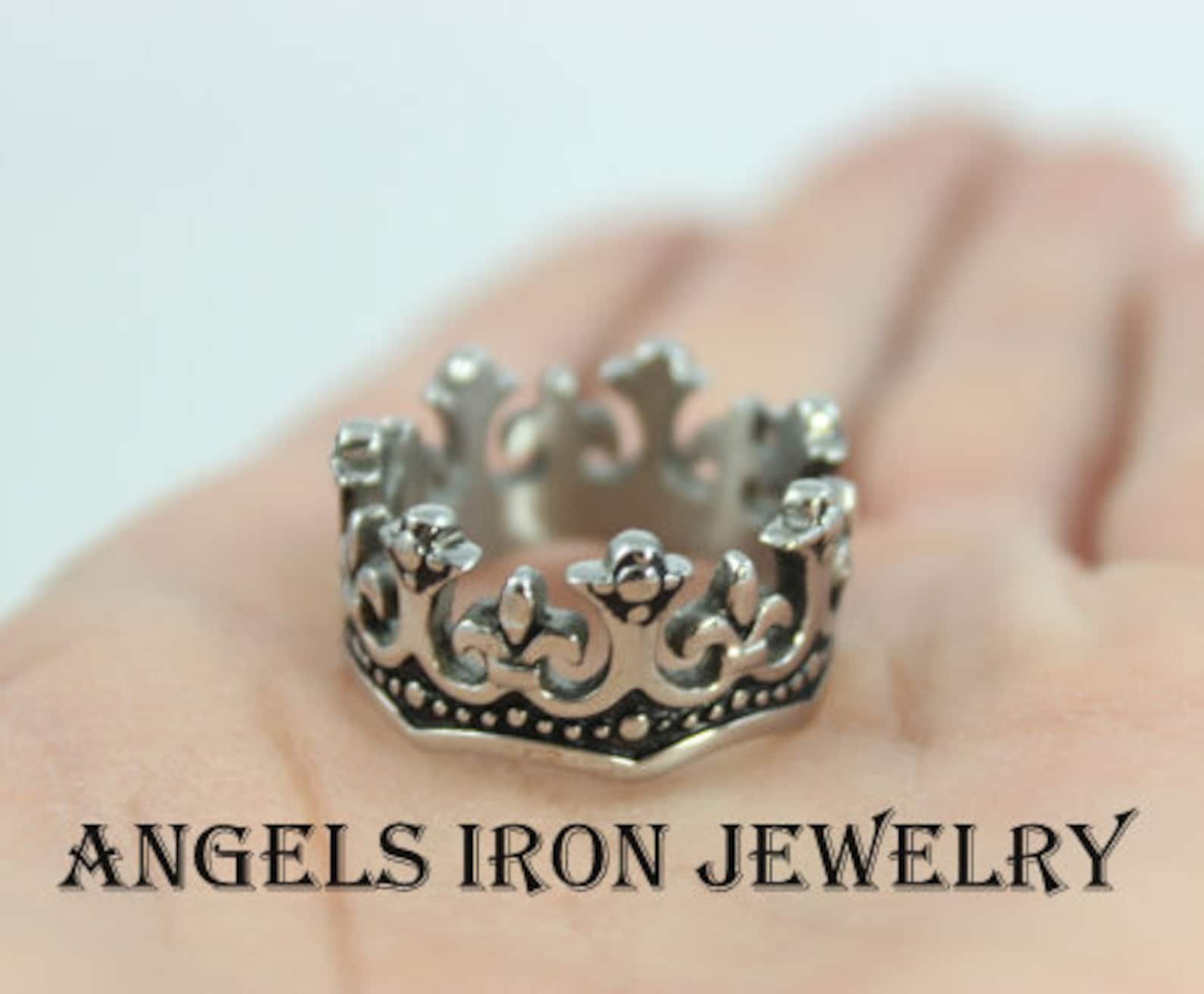 Crown Ring Stainless Steel Band Unique Kings Silver Rings Jewelry ...