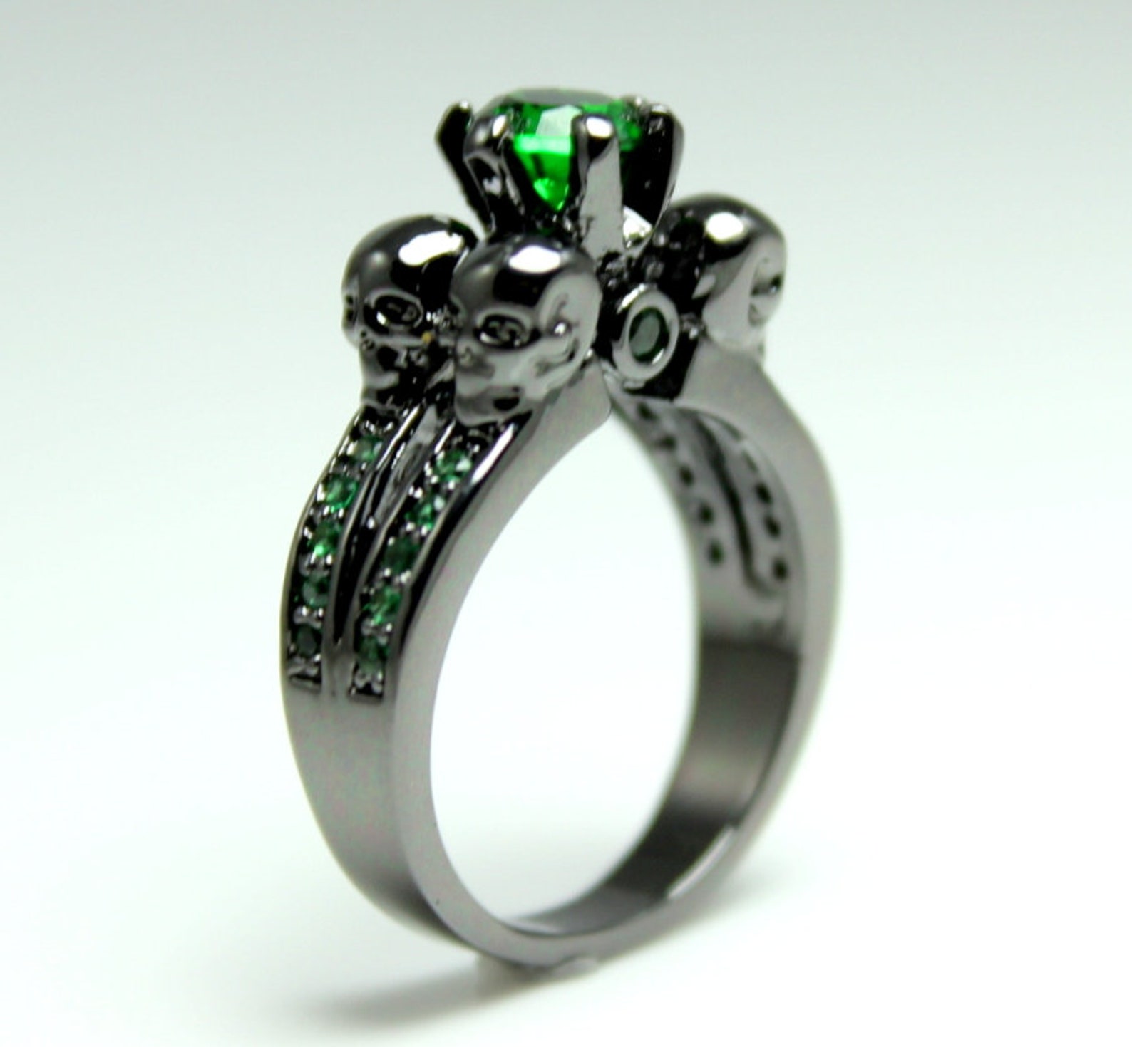 Black Skull Ring Women Wedding Engagement Anniversary Promise - Etsy