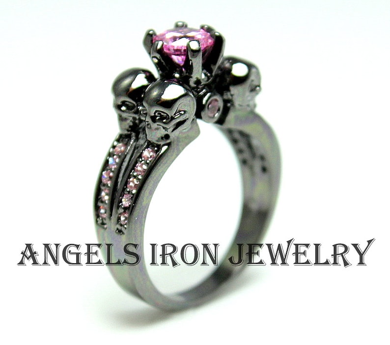 Black Skull Ring Women Wedding Engagement Anniversary Promise - Etsy