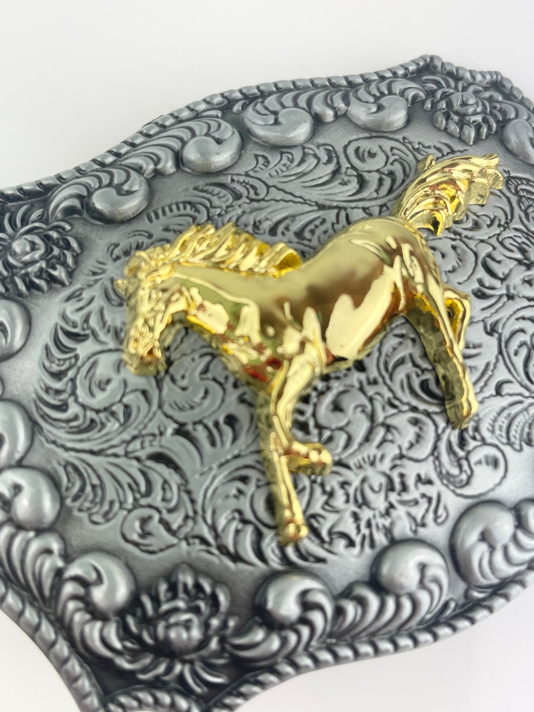 Western Belt Buckle Men Women Wild Horse Buckles High Gold Dark Silver ...