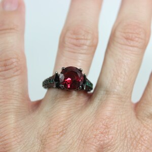 Black Gold Ring Ruby Red Green Unique Rose Inspired Gothic Goth ...