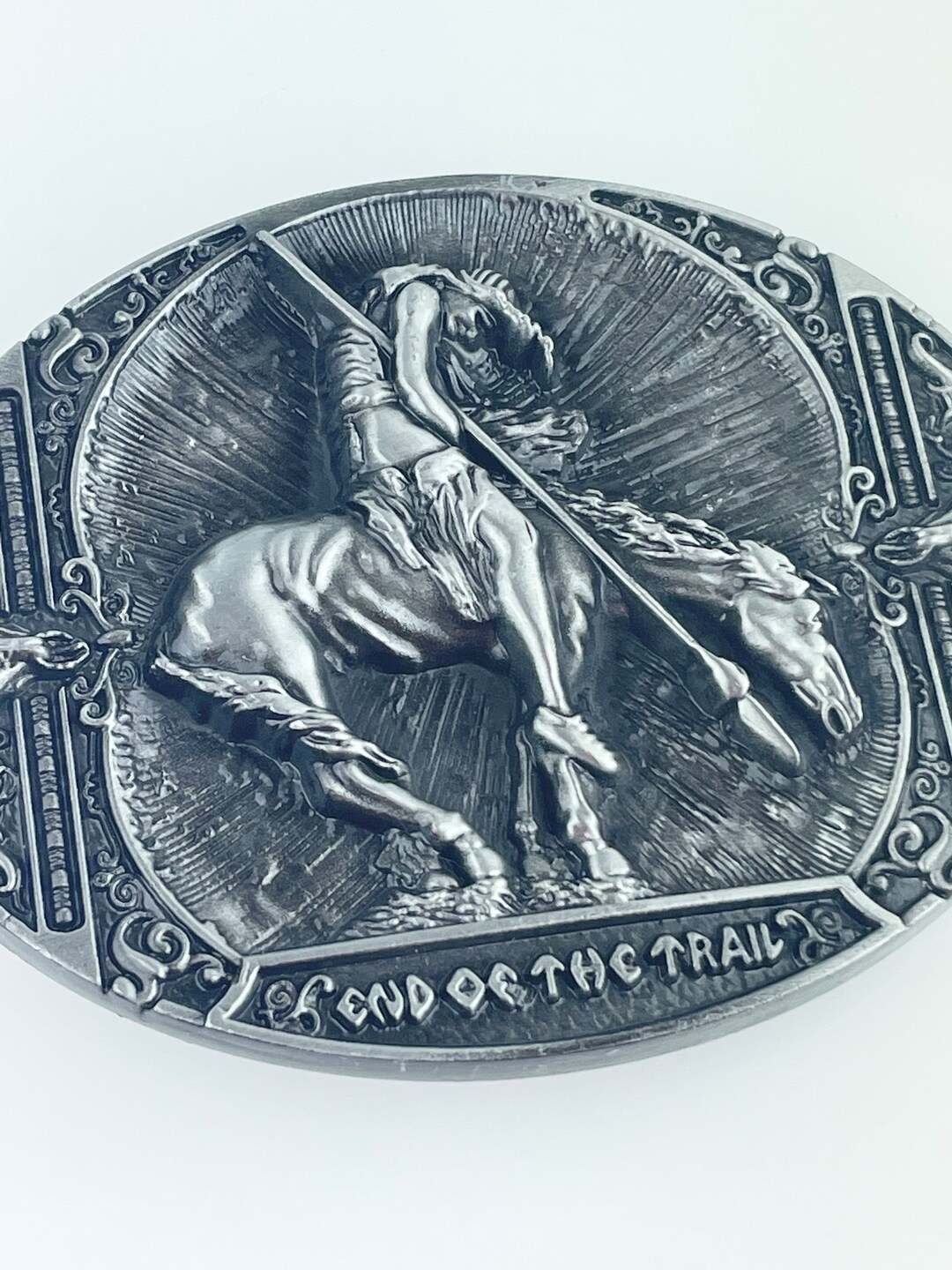 Horse and Rider Belt Buckle Dark Silver Buckles Western Buckles High ...