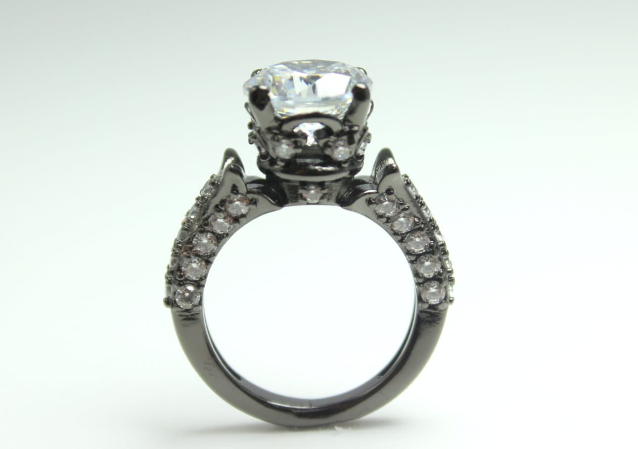 Black Ring for Women Gothic Engagement Riings Wedding Ring - Etsy