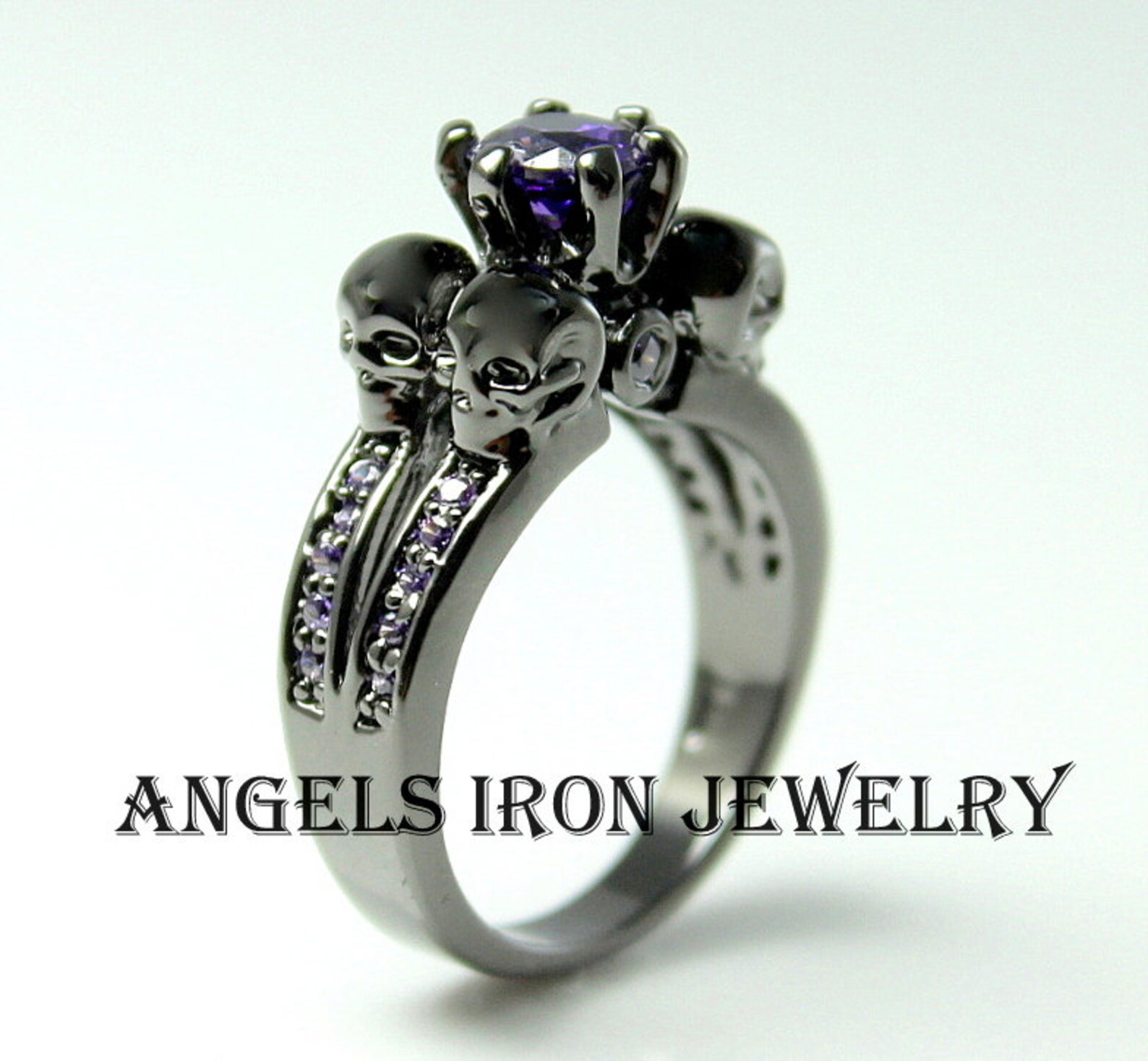 Black Skull Ring Women Wedding Engagement Anniversary Promise - Etsy